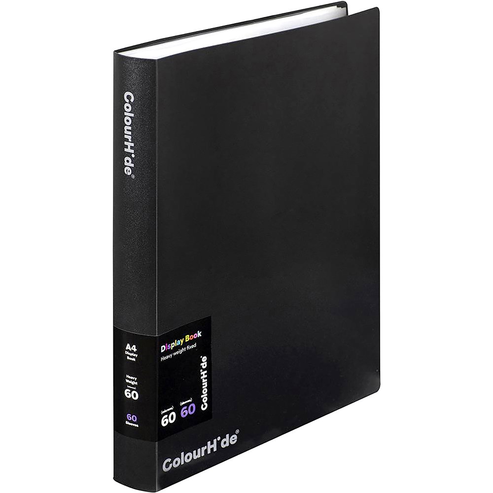 Filing & Storage - Colourhide Fixed Display Book A4 60 Sheets Black ...